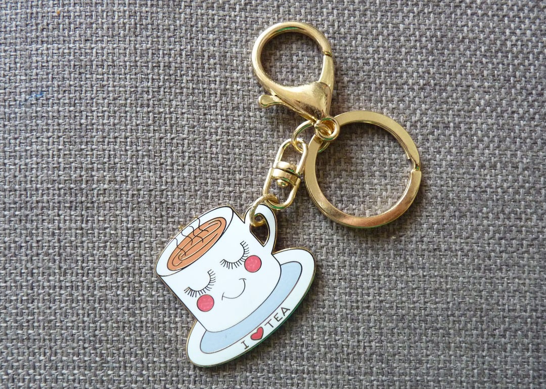 Enamel Tea Cup Keyring - Etsy