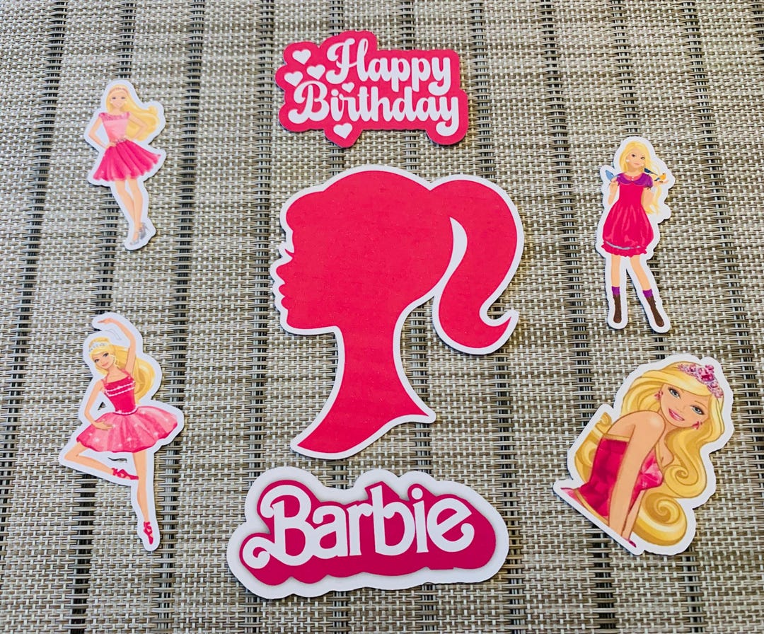 Barbie Cake Topper Set. Custom Birthday Message - Etsy