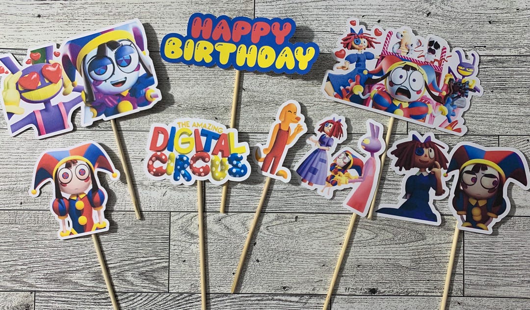 The Amaz. Dig Circus Cake Topper Set. Can Customize Birthday Message ...
