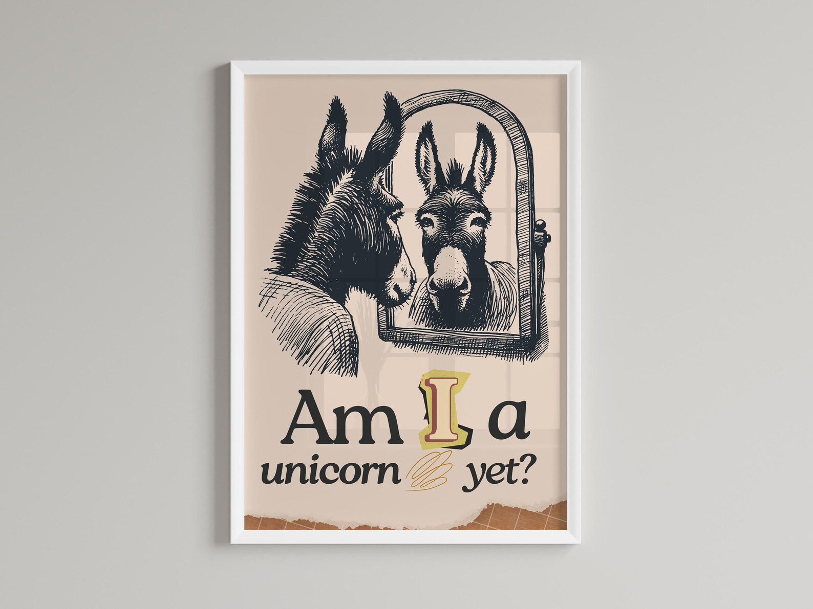 Am I Unicorn Donkey Mirror Retro Wall Art Funny Vintage Digital Print ...