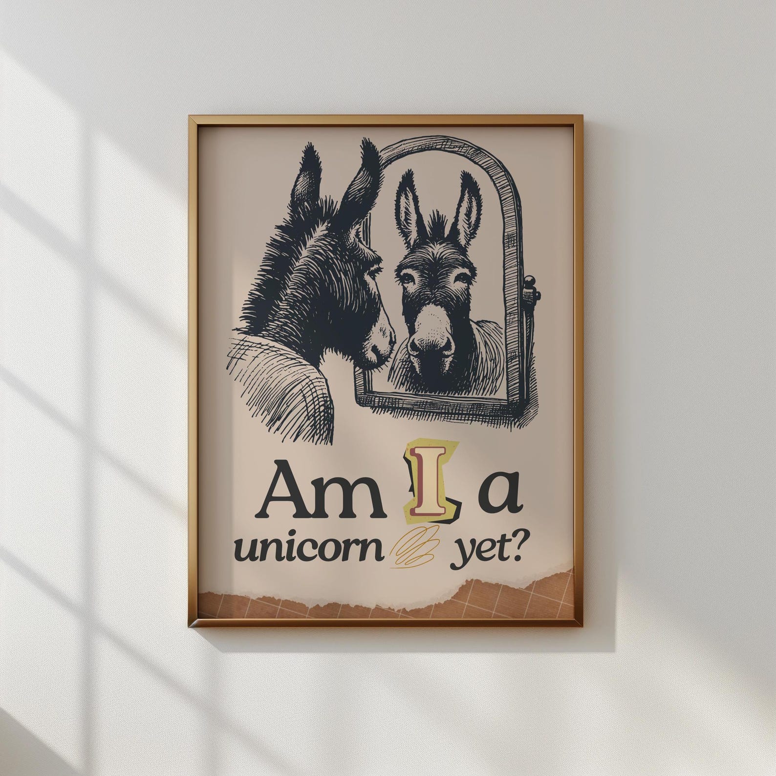 Am I Unicorn Donkey Mirror Retro Wall Art Funny Vintage Digital Print ...