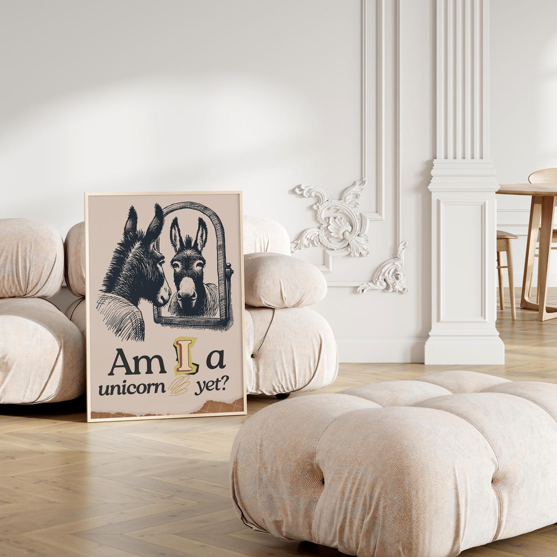 Am I Unicorn Donkey Mirror Retro Wall Art Funny Vintage Digital Print ...