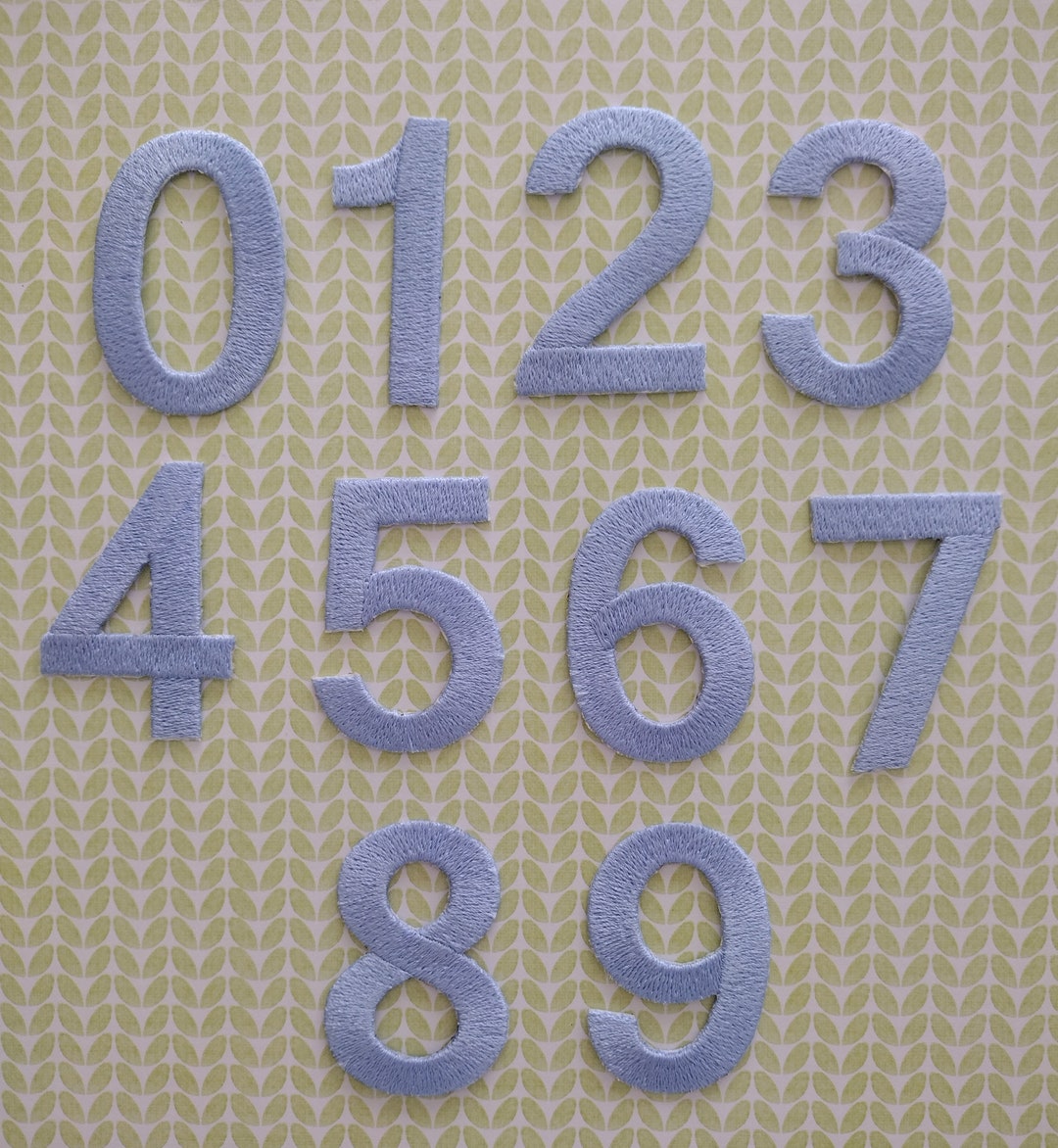 2" Embroidered Number Light Blue Patches - Etsy