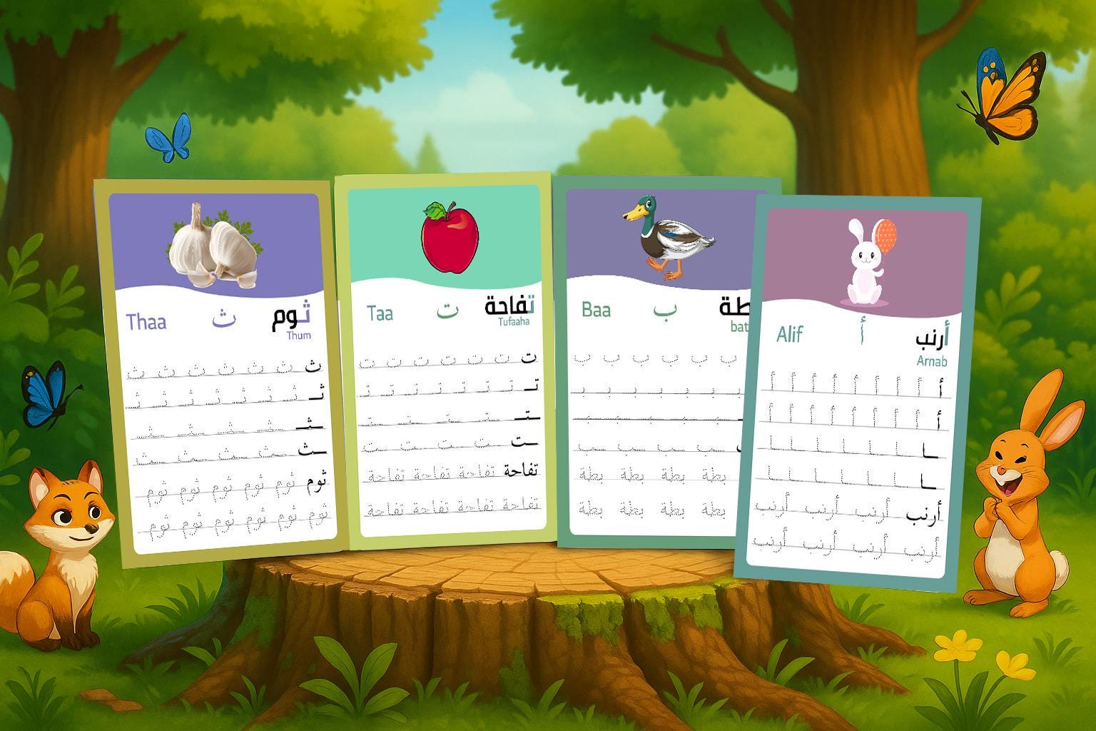 Arabic Alphabet Tracing Worksheets With Animals | Printable PDF A-Z ...