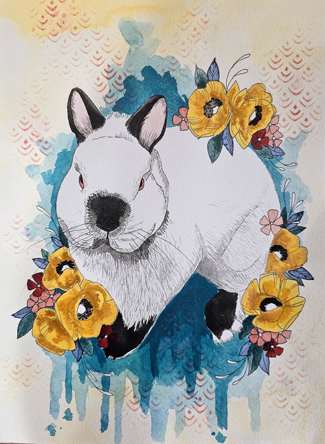 8x10 Watercolor Netherland Dwarf Art Print Himalayan Rabbit - Etsy