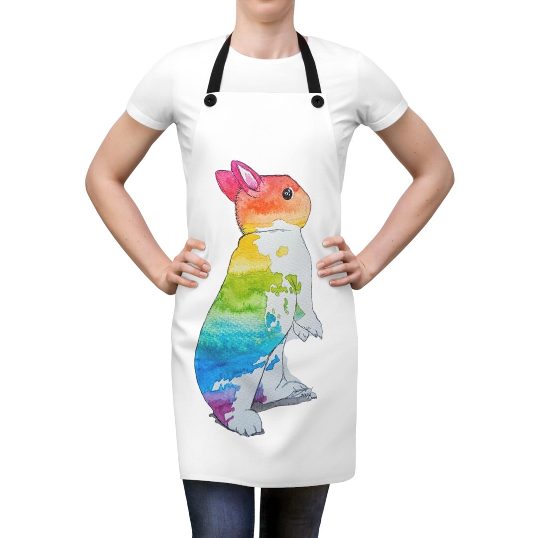 Watercolor Rainbow Netherland Dwarf Rabbit Apron - Etsy