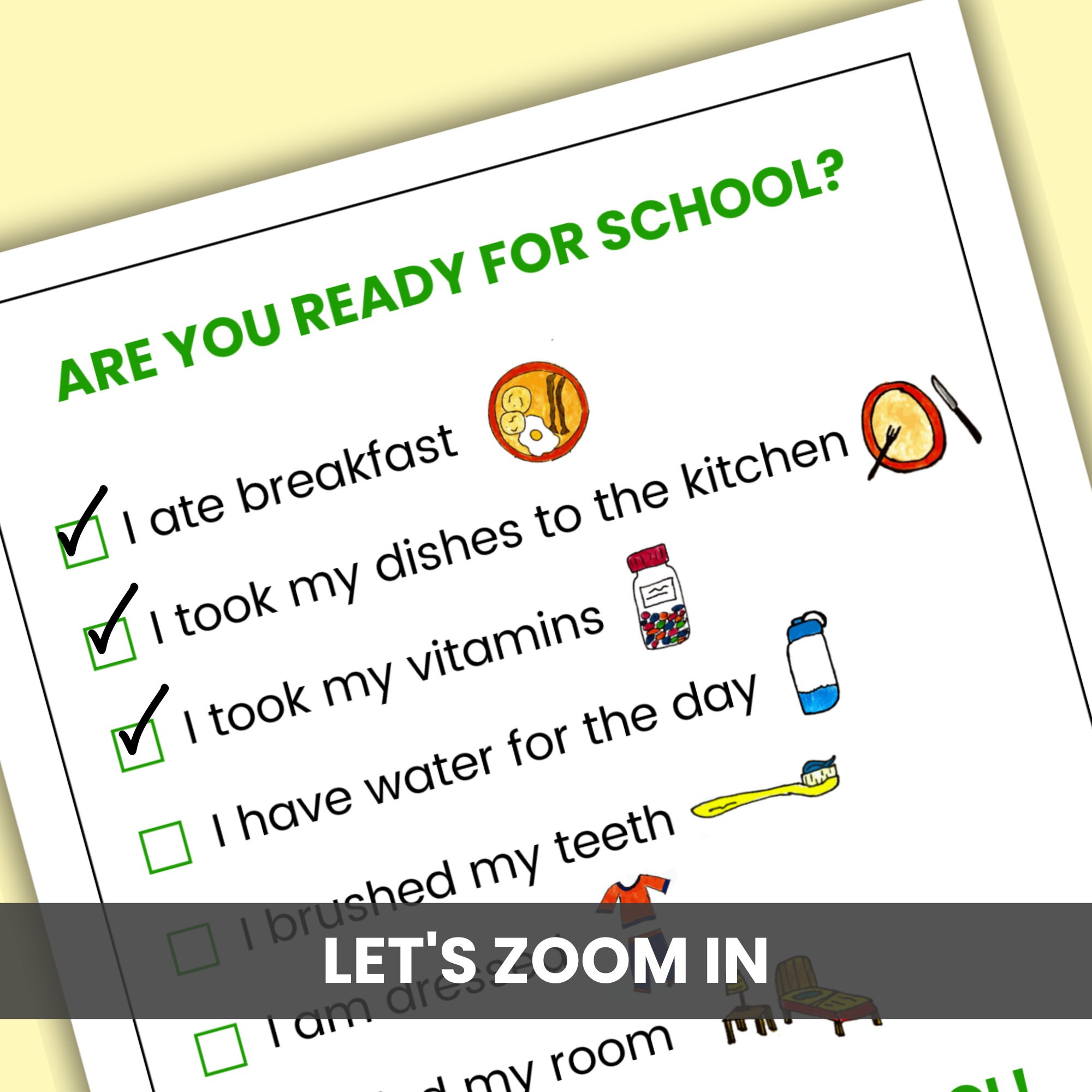 Kids Morning Routine Chart, Get Ready for School Checklist, Homeschool ...