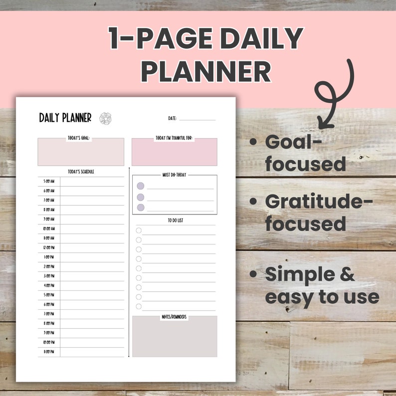 Daily Planner Printable, Daily Planner PDF, Daily Planner Hourly ...