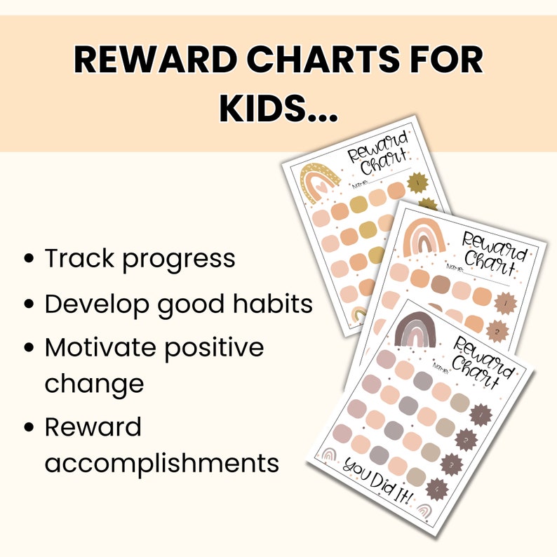 Rainbow Reward Chart 3-pack: Kids Behavior & Routine (PDF) - Etsy