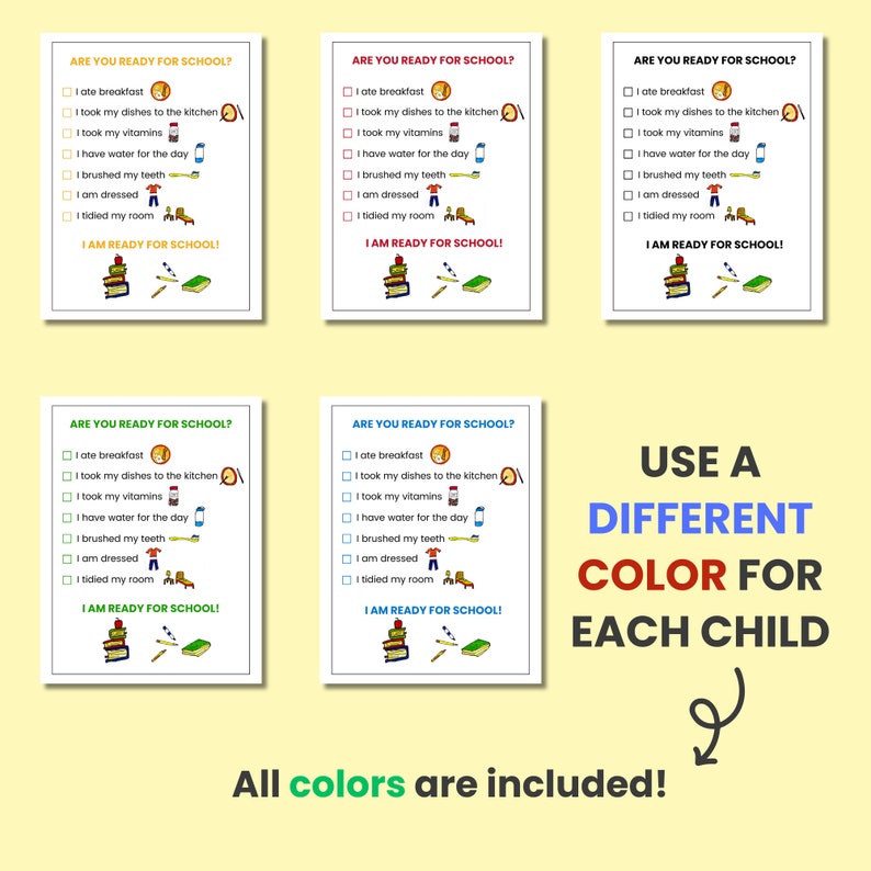 Kids Morning Routine Chart, Get Ready for School Checklist, Homeschool ...
