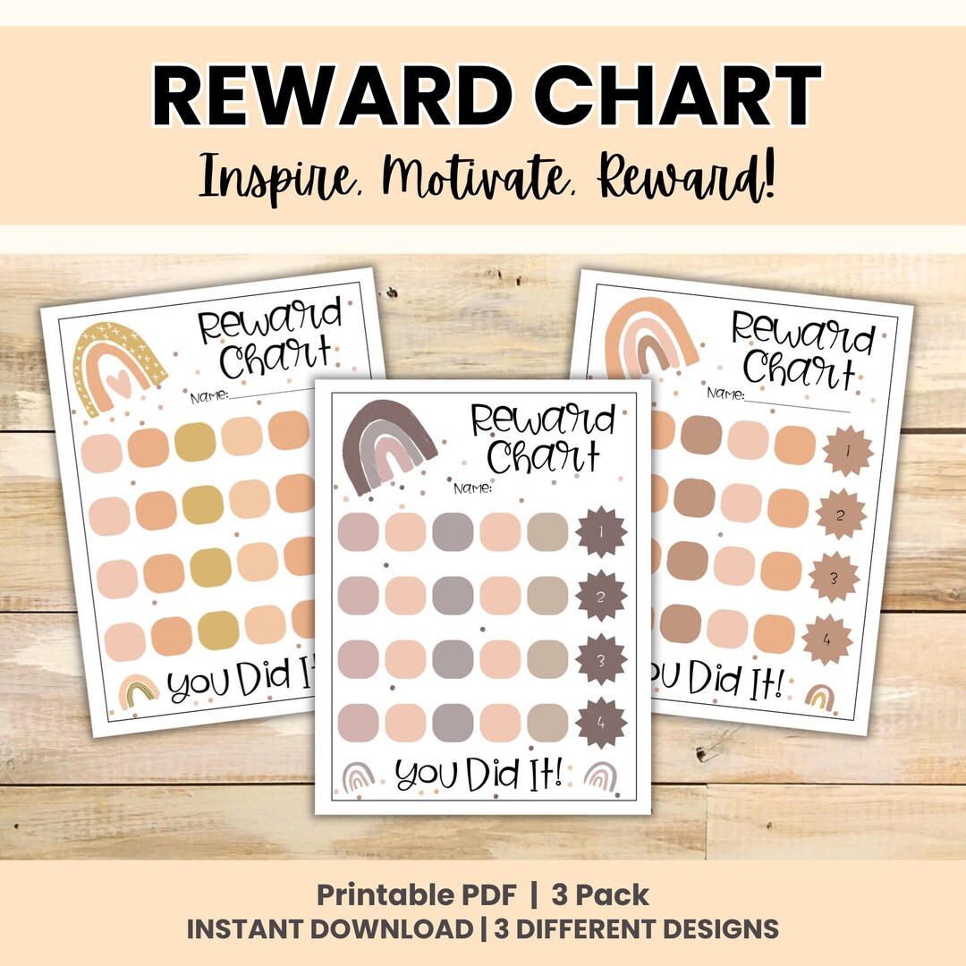 Rainbow Reward Chart 3-pack: Kids Behavior & Routine (PDF) - Etsy