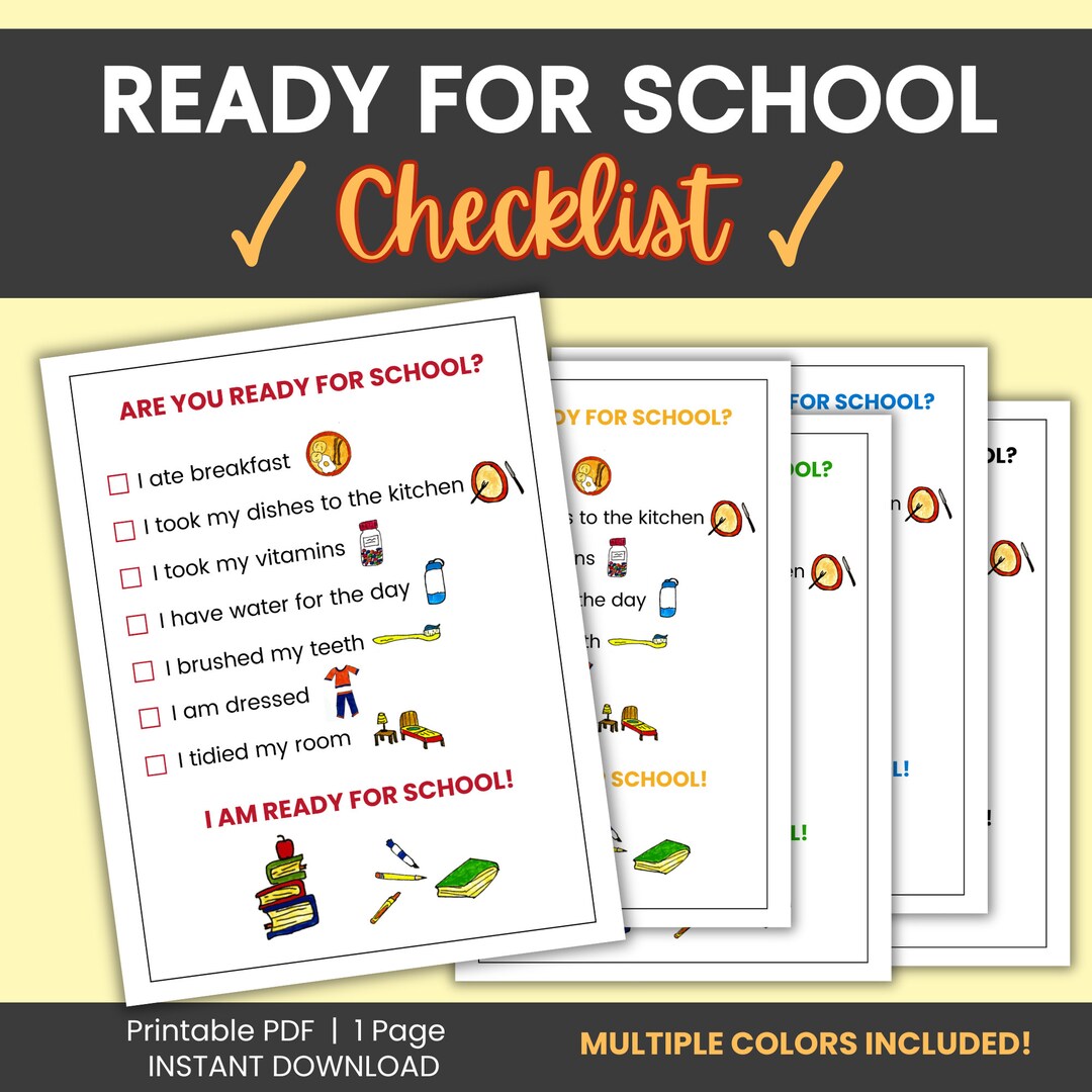 Kids Morning Routine Chart, Get Ready for School Checklist, Homeschool ...