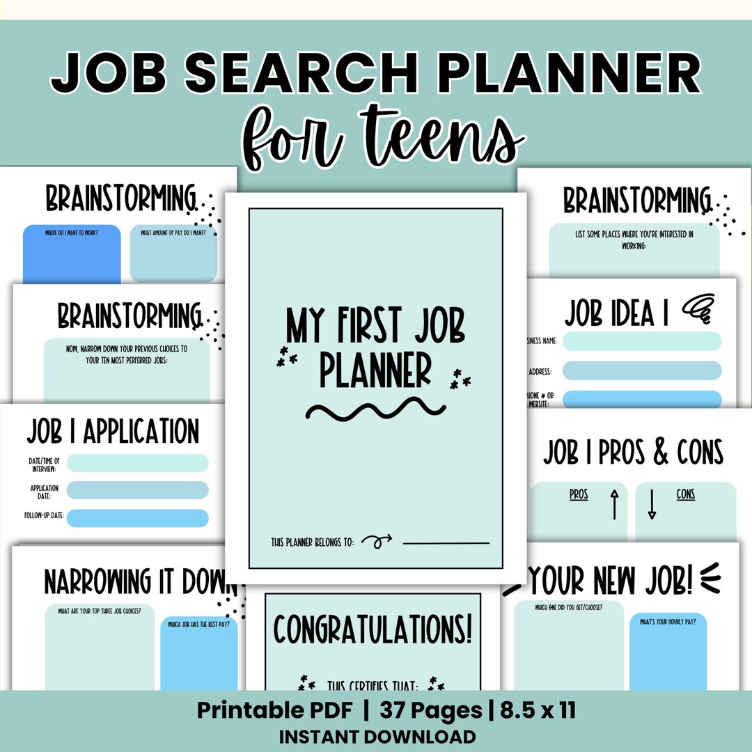 Teen Job Search Planner: First Job Application Tracker (PDF) - Etsy