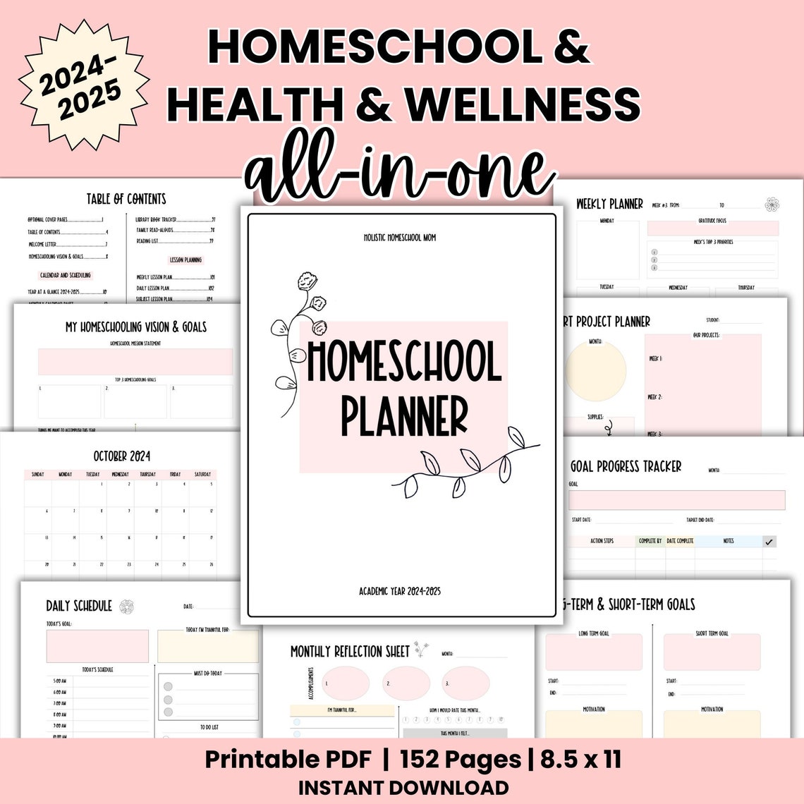 Homeschool Planner Printable, Homeschool Planner 2024-2025, Homeschool ...