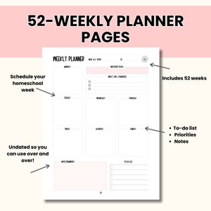 Weekly Homeschool Lesson Planner, Homeschool Teacher Lesson Planner ...