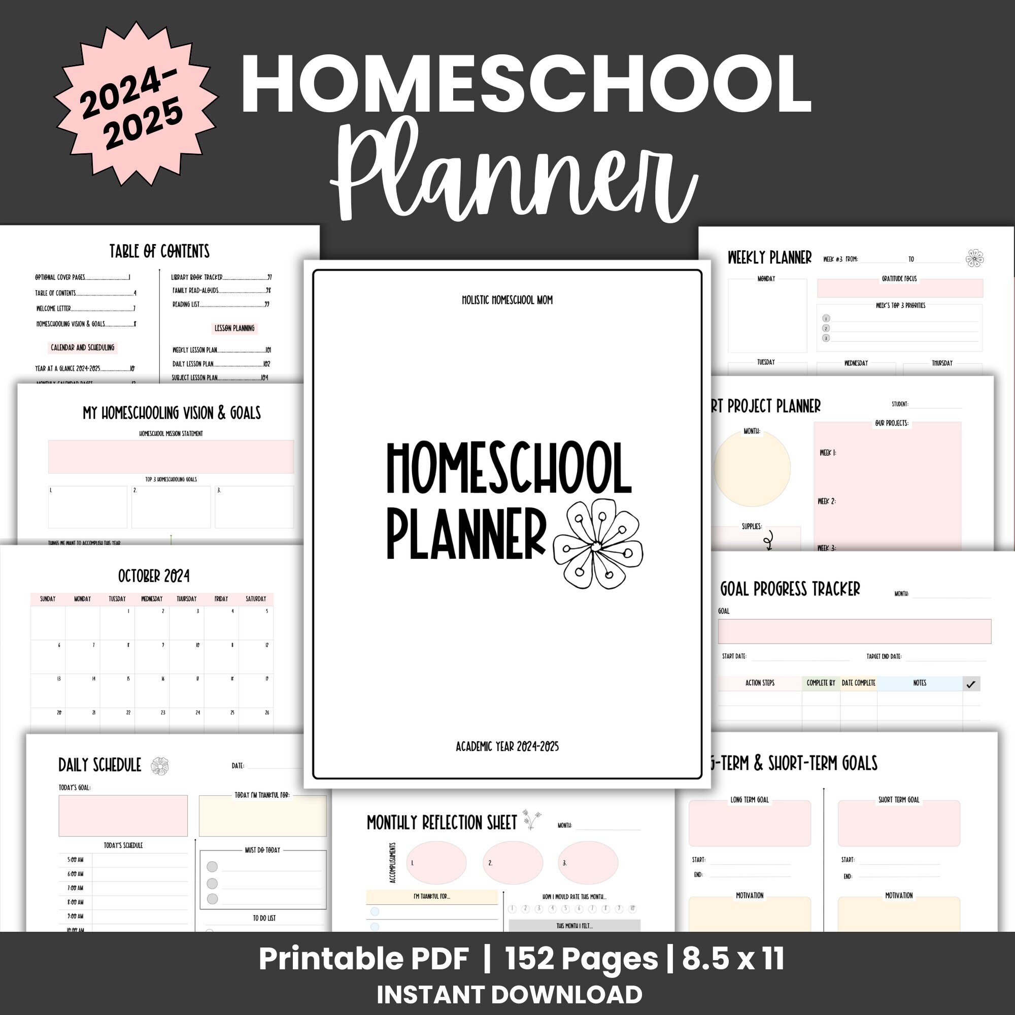 Homeschool Planner, 2024-2025 Homeschool Planner Printable, Homeschool ...