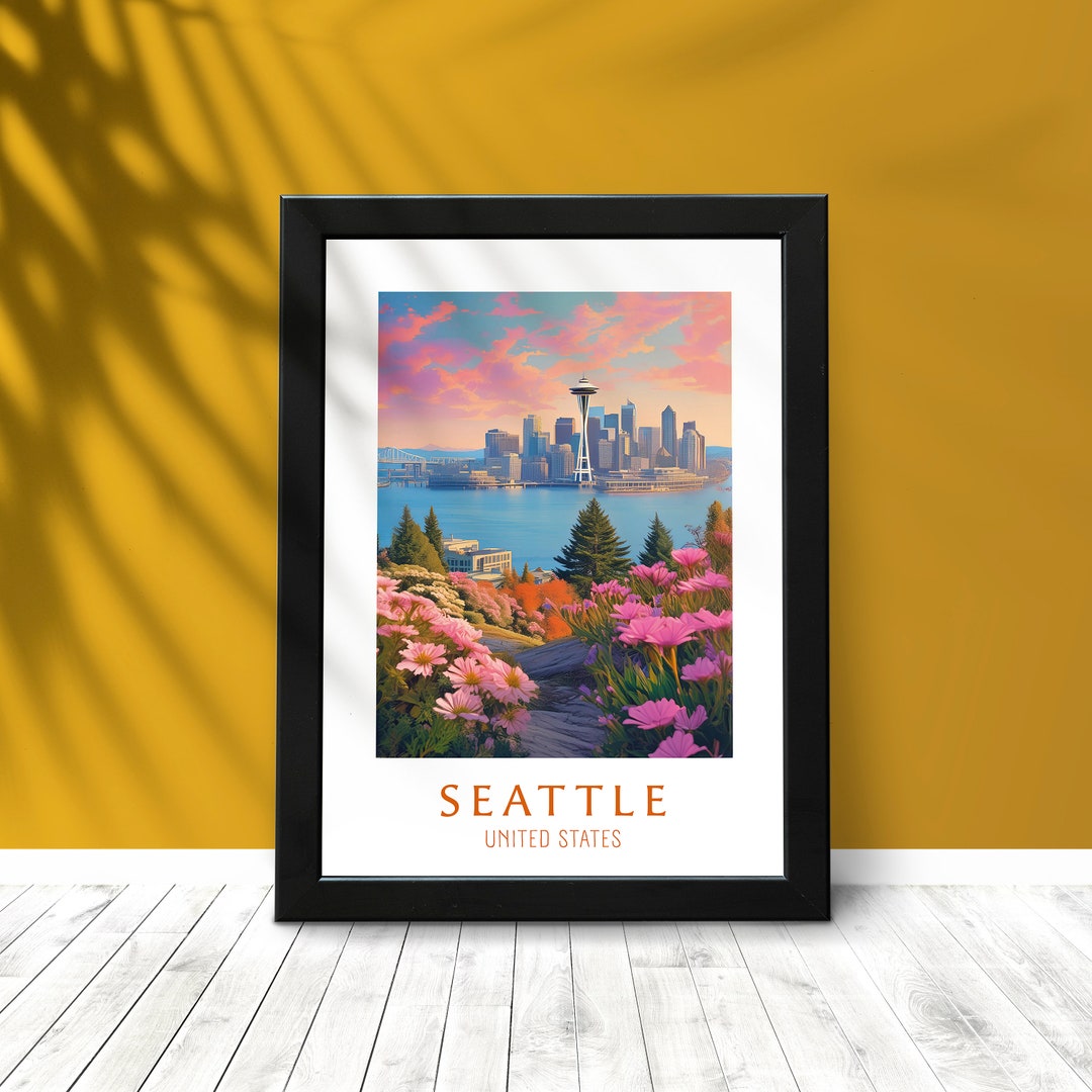 Seattle Travel Poster, Printable Download, Seattle Digital Poster ...