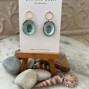 Handmade Minimal Ocean Beachy Inspired Natural Blue Limpet Shell Drop ...