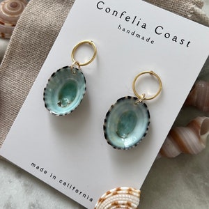 Handmade Minimal Ocean Beachy Inspired Natural Blue Limpet Shell Drop ...