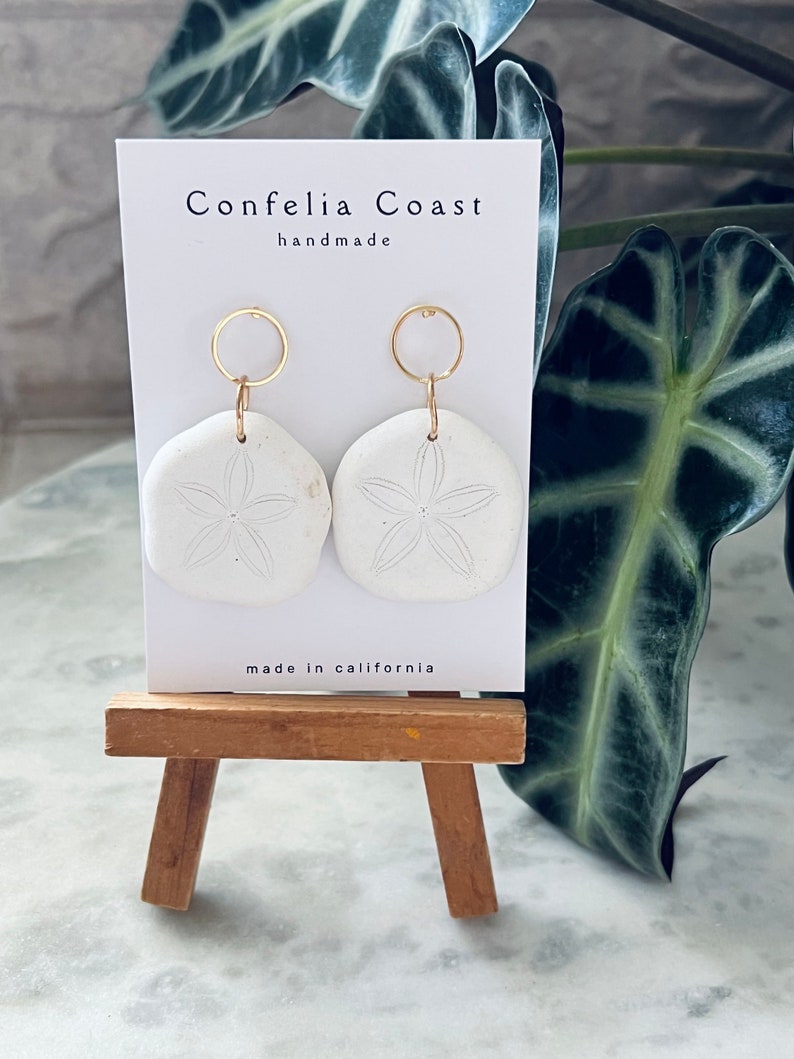 Handmade Minimal Ocean Beachy Inspired Natural Sand Dollar Shell Drop ...