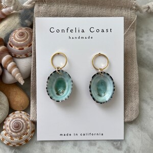 Handmade Minimal Ocean Beachy Inspired Natural Blue Limpet Shell Drop ...