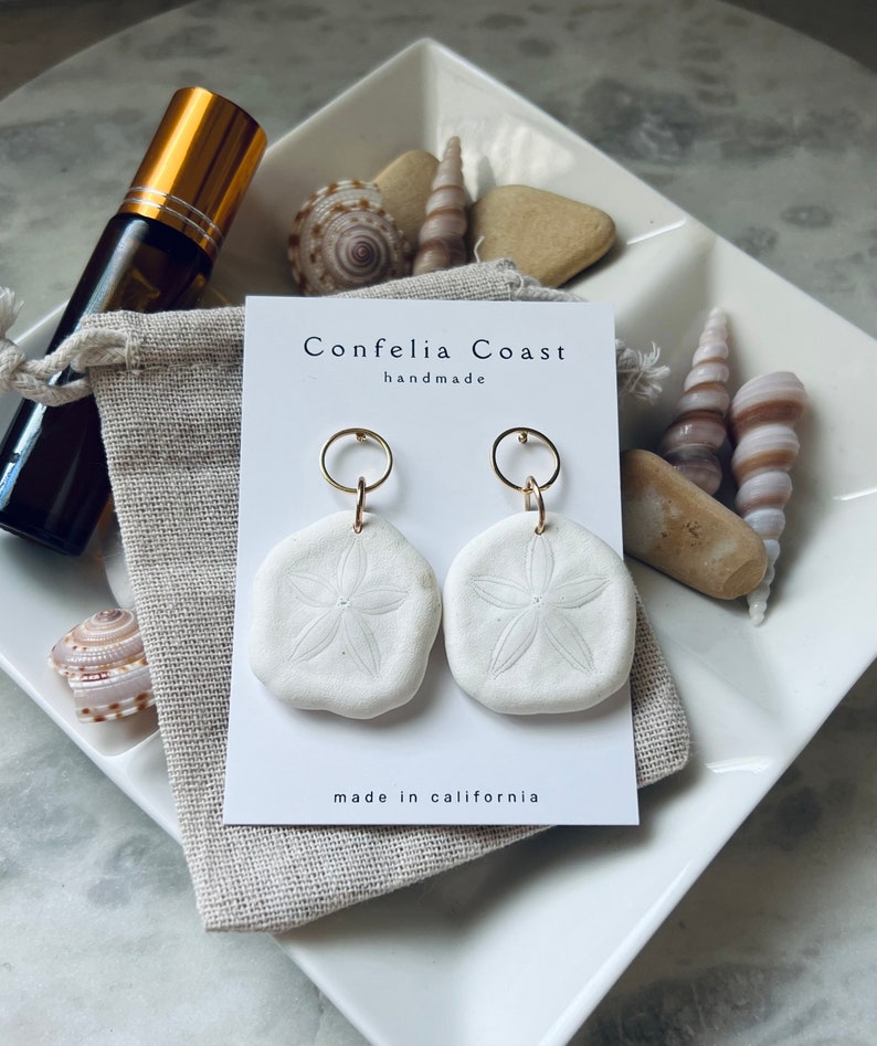 Handmade Minimal Ocean Beachy Inspired Natural Sand Dollar Shell Drop ...