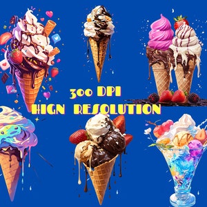 50 Unique Ice Cream Clipart Bundle Summer Sweet Treats Digital Download ...