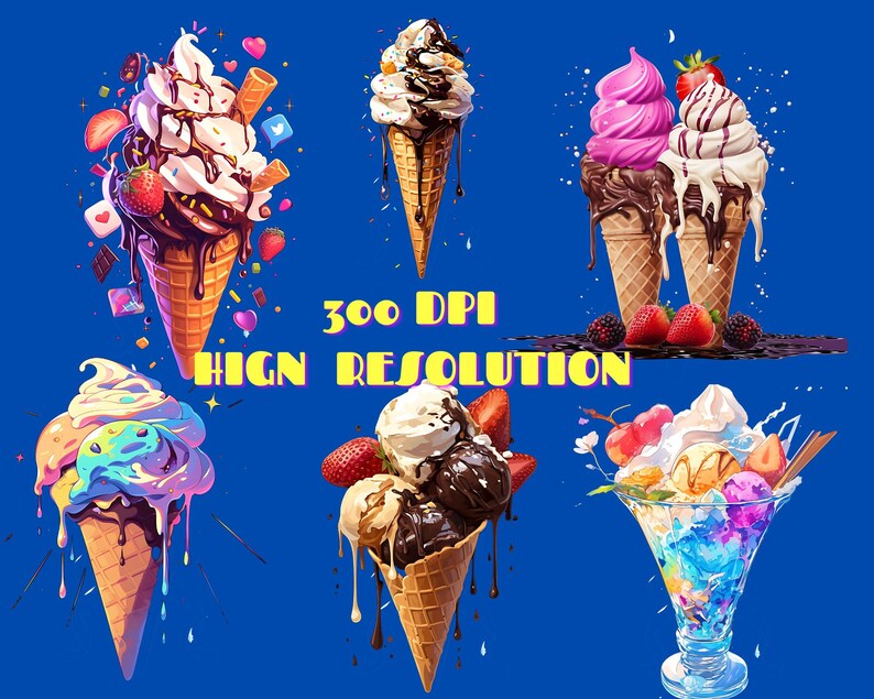 50 Unique Ice Cream Clipart Bundle Summer Sweet Treats Digital Download ...