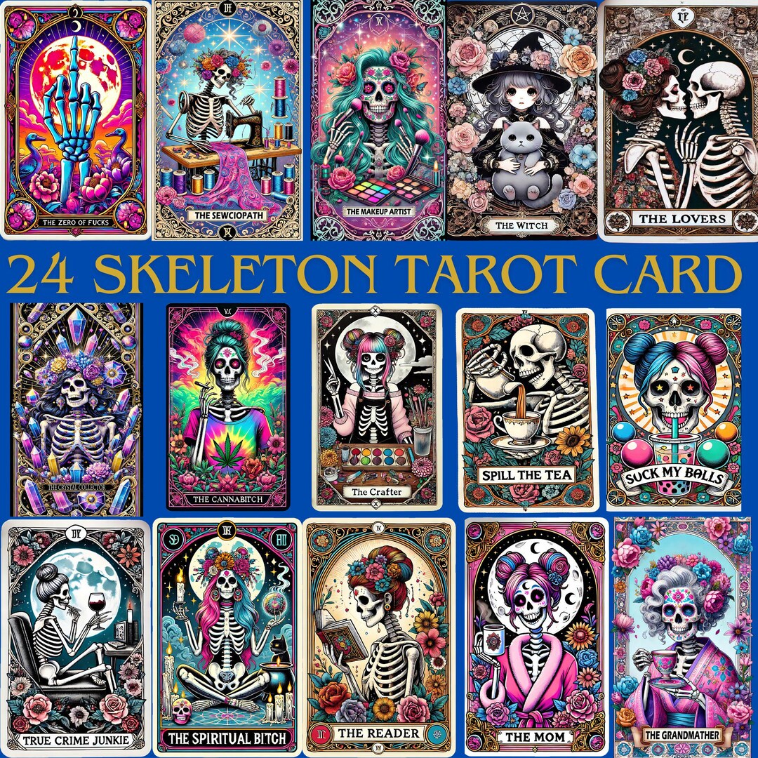 24 Skeleton Tarot Card PNG , Sarcastic Skeleton Png ,instant Download ...