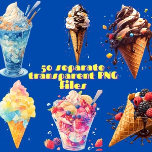 50 Unique Ice Cream Clipart Bundle Summer Sweet Treats Digital Download ...