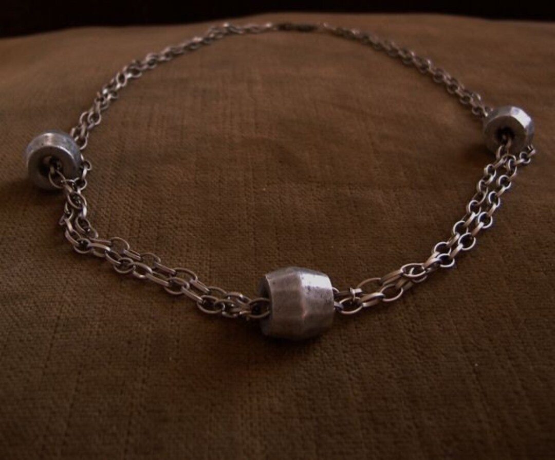 Antique Silver Bolt and Chain Steam Punk Necklace - Etsy