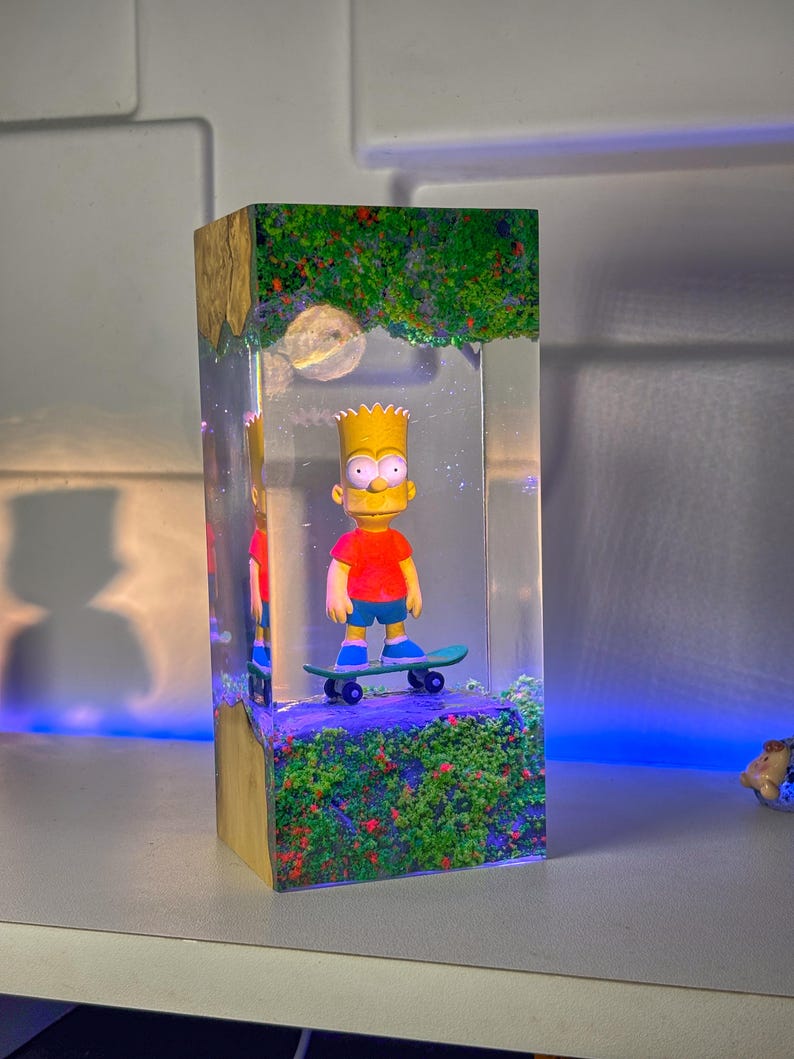 Bart Simpson Resin Lamp, Bart Skateboard Resin Diorama, Simpsons Resin ...