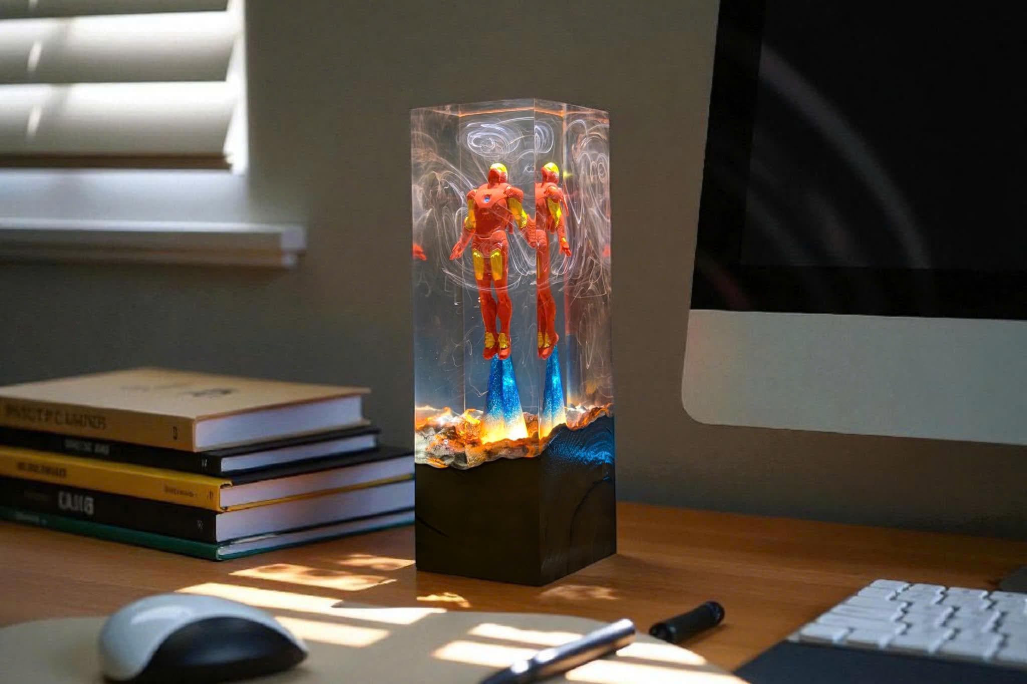 Handmade Iron Man Resin Lamp, Marvel Superhero LED Night Light - Etsy