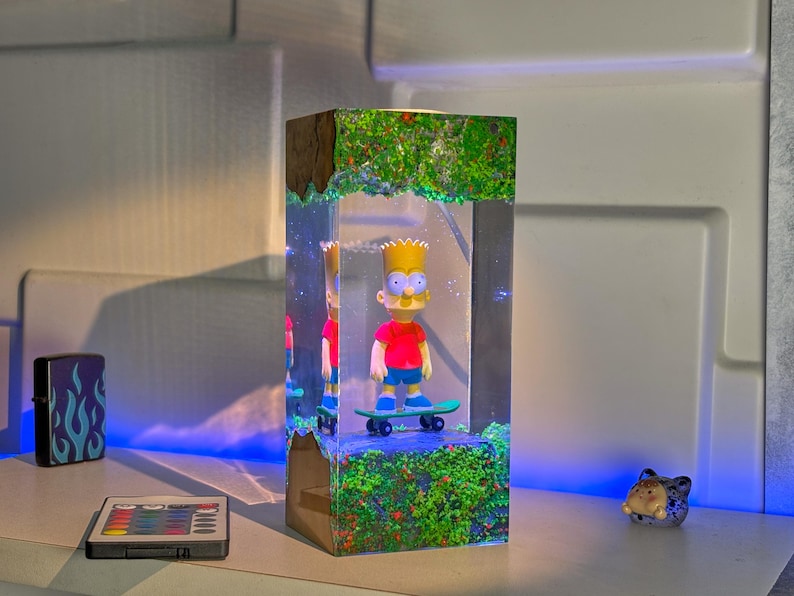 Bart Simpson Resin Lamp, Bart Skateboard Resin Diorama, Simpsons Resin ...