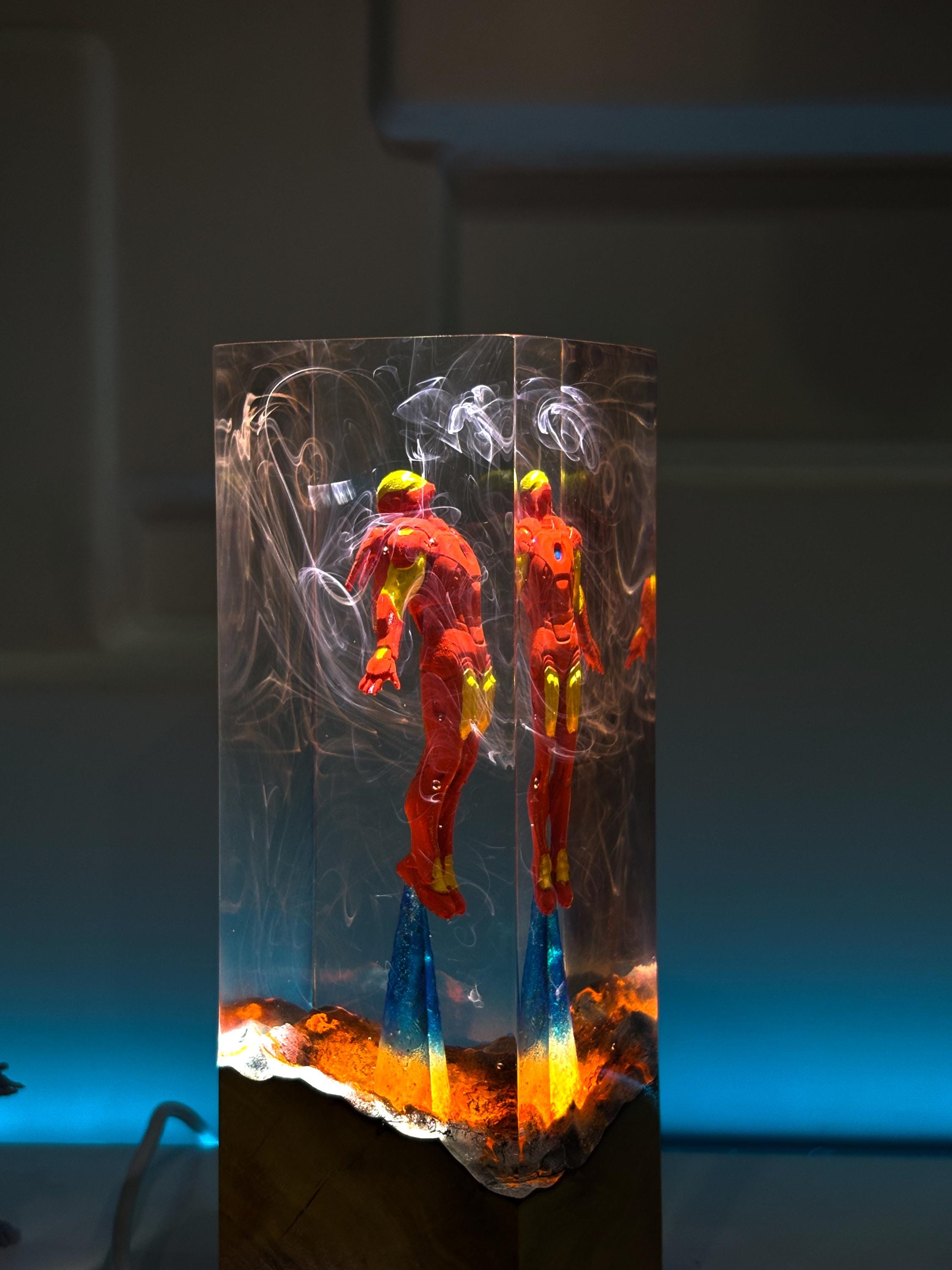 Handmade Iron Man Resin Lamp, Marvel Superhero LED Night Light - Etsy