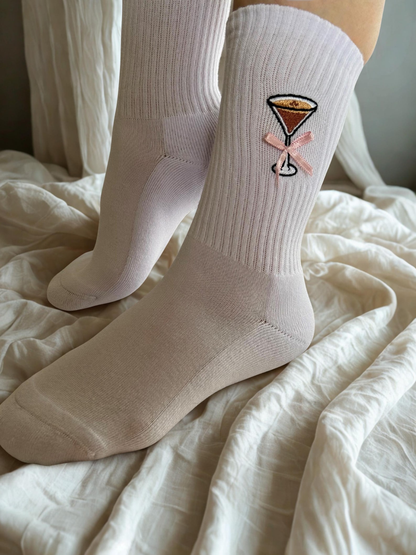 Organic Cotton Espresso Martini Embroidery With Bow Detailed Half Terry ...