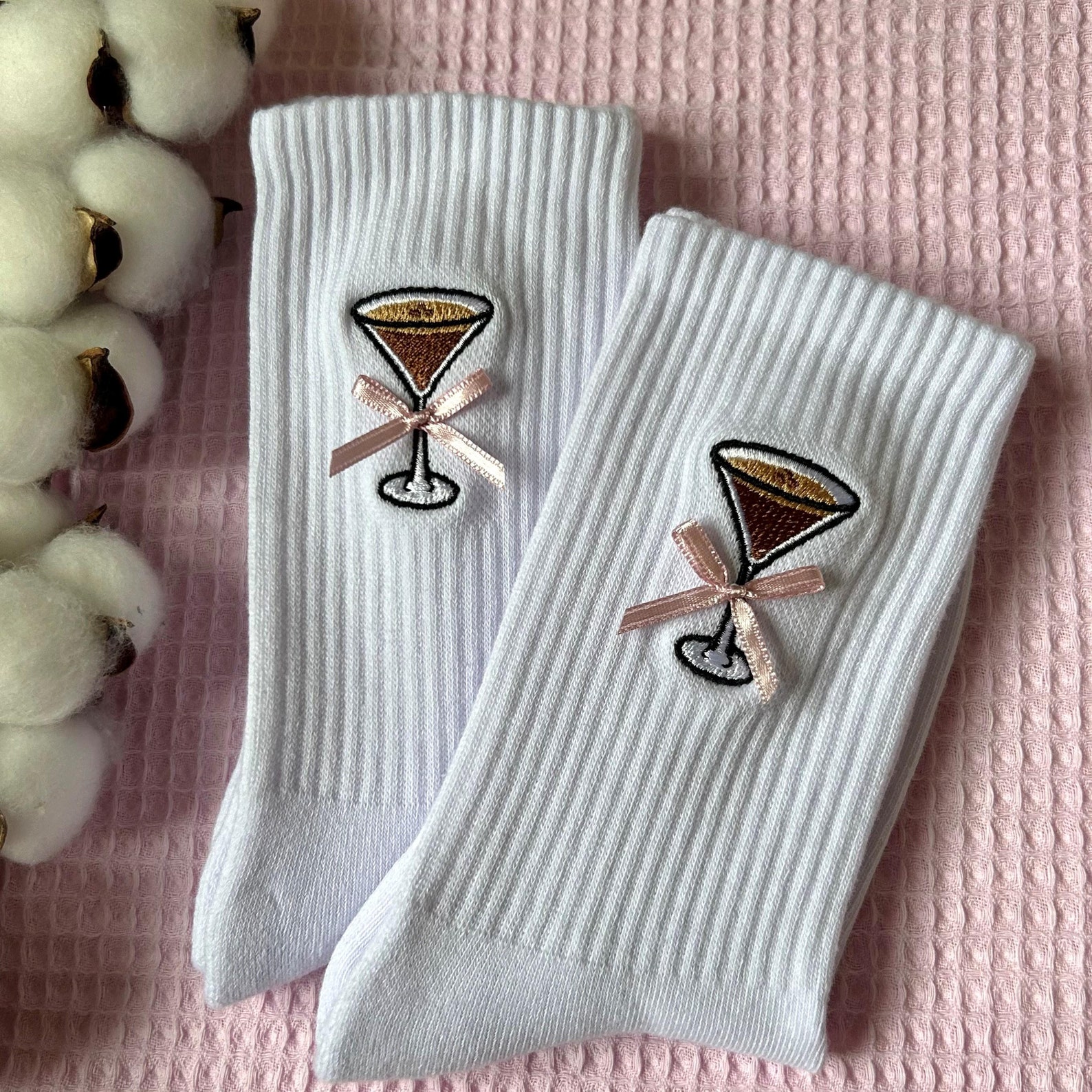 Organic Cotton Espresso Martini Embroidery With Bow Detailed Half Terry ...