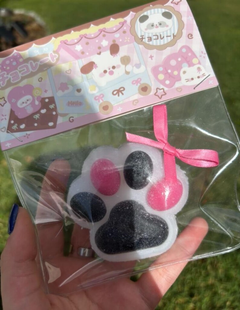 Pink Black and White Kitty Paw Squishy Taba Squishy Slime Toy Stress ...