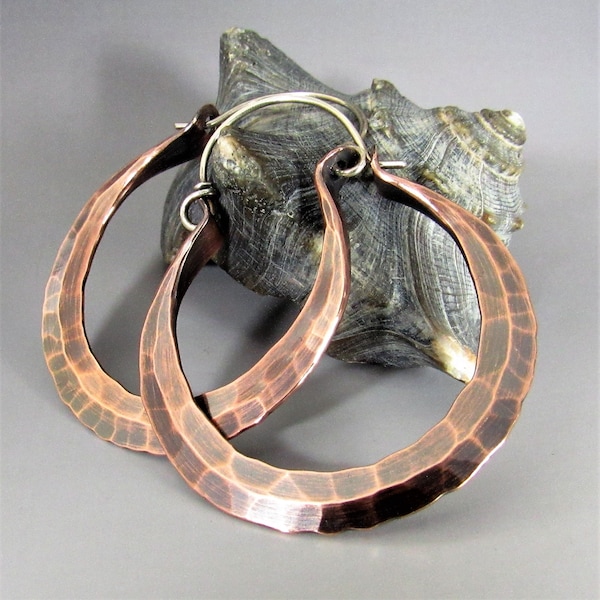 Copper Hoop Earrings - Etsy