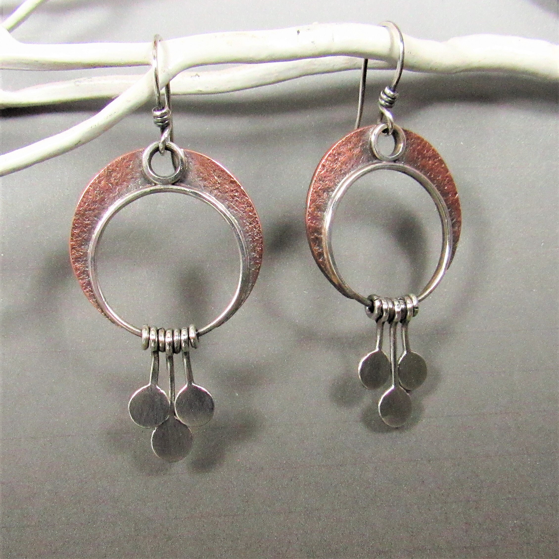 Kinetic Mixed Metal Earrings, Moonlight Dance Crescent Moon Jewelry - Etsy