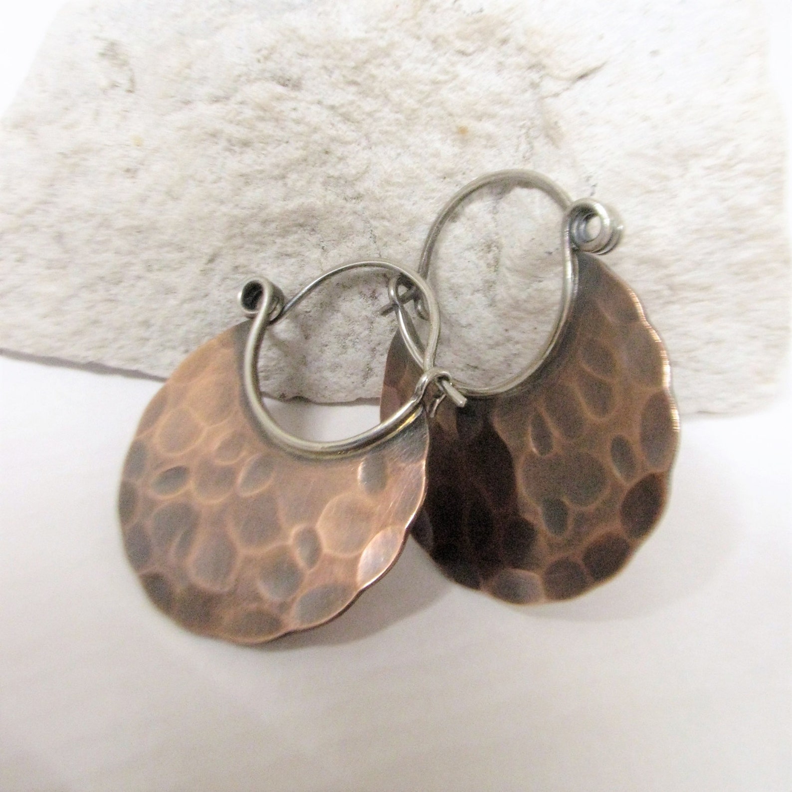 Large Rustic Copper Earrings Handcrafted Mixed Metal Gypsy - Etsy Canada