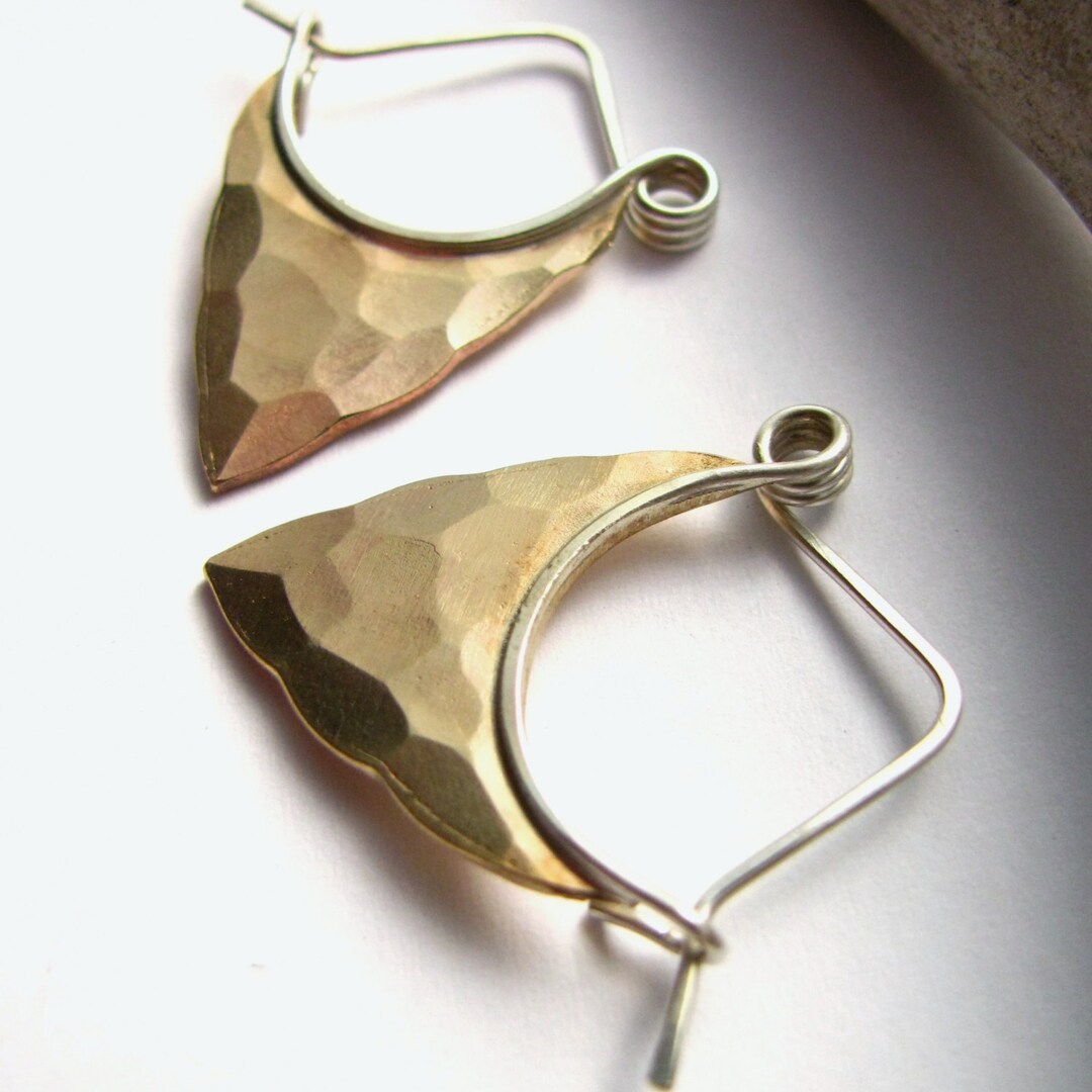 Small Silver and Bronze Hoops, Bronze and Sterling Silver Pixie ...