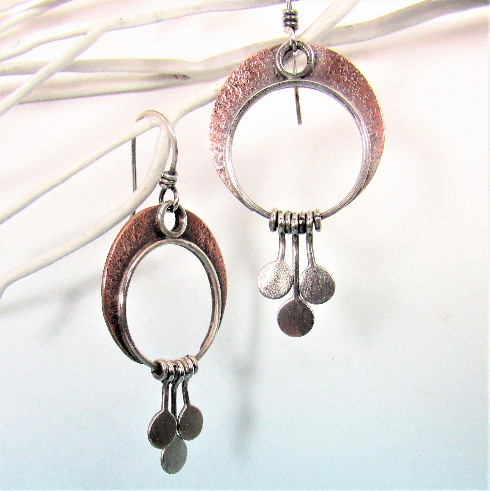 Kinetic Mixed Metal Earrings, Moonlight Dance Crescent Moon Jewelry - Etsy