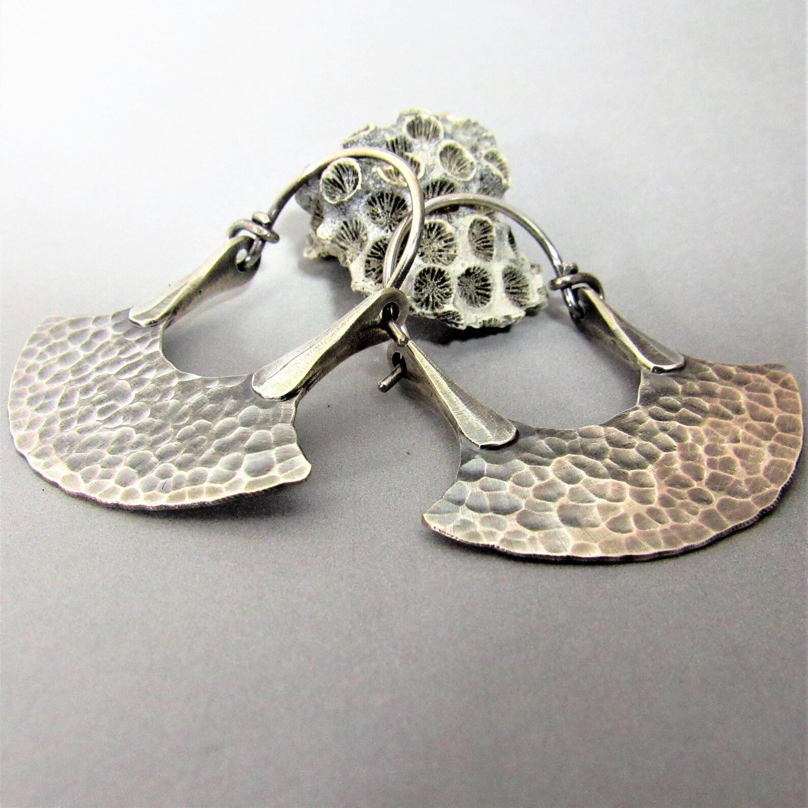 Sterling Silver Hammered Blade Hoop Earrings Urban Tribal - Etsy