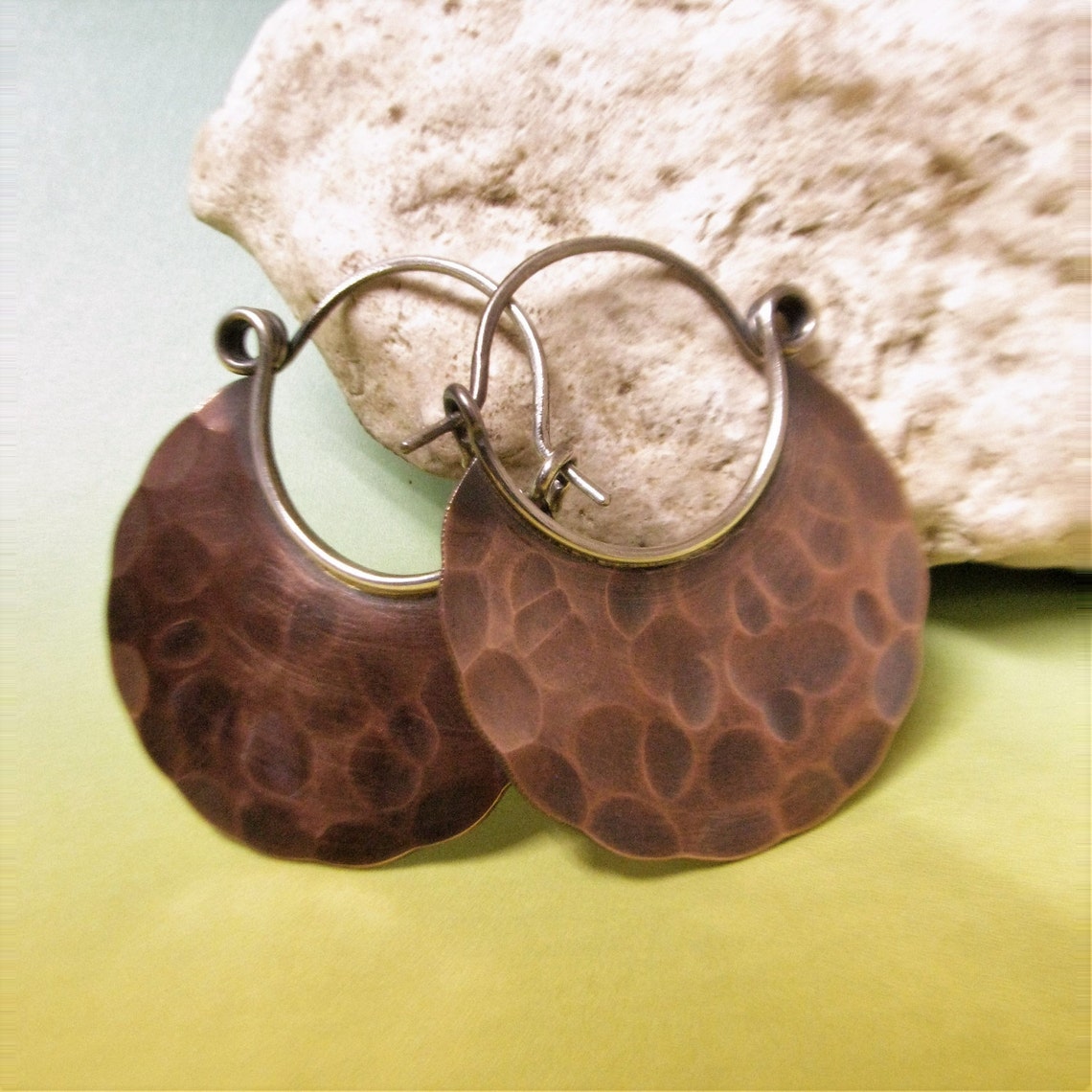 Large Rustic Copper Earrings Handcrafted Mixed Metal Gypsy - Etsy Canada