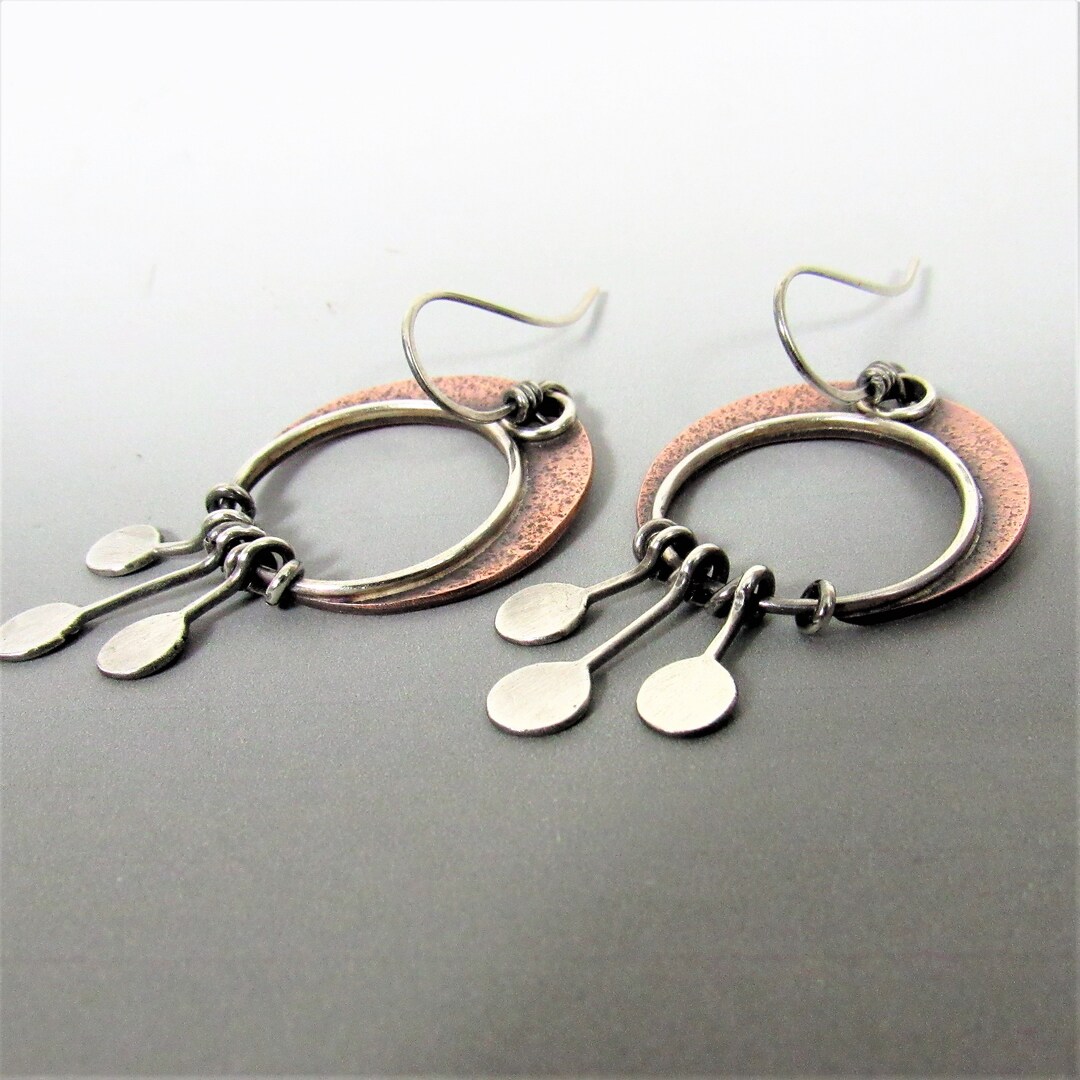 Moonlight Dance, Kinetic Mixed Metal Earrings, Crescent Moon - Etsy