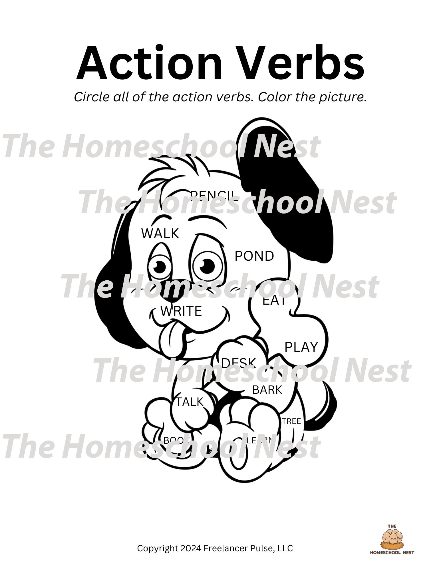 Fun Animal Coloring Pages/grammar Identification Worksheets - Etsy