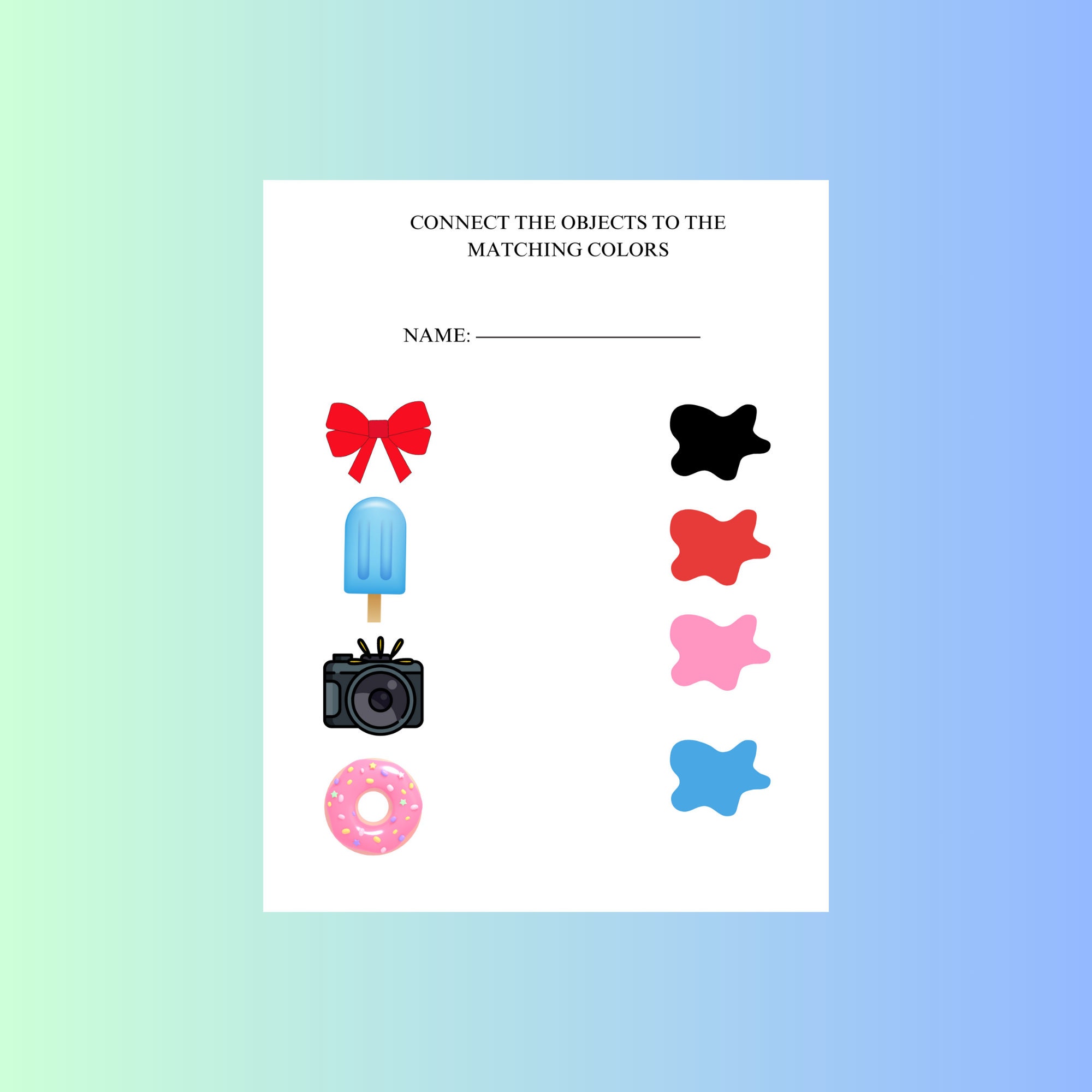 Digital Printable Matching Activity Worksheets Bundle - Etsy