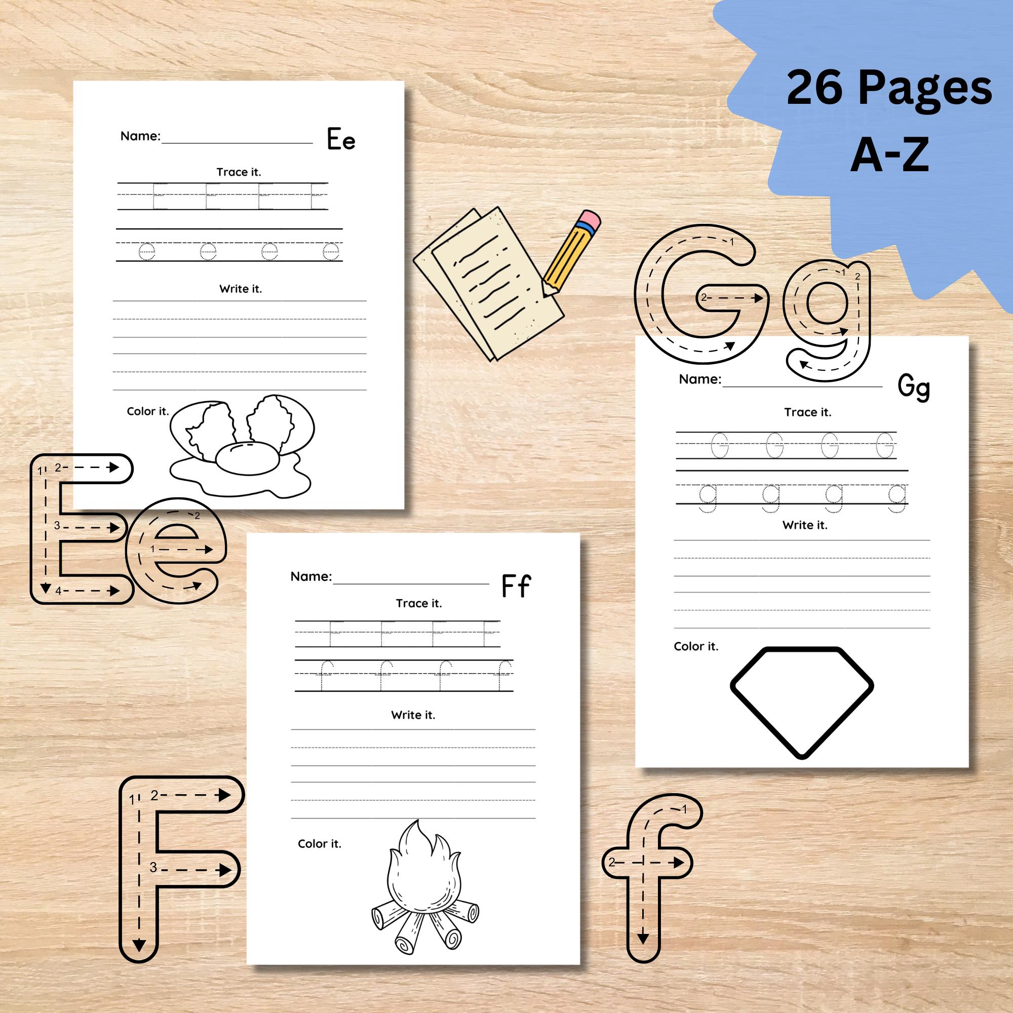 Trace It, Write It, Color It Worksheets - Etsy