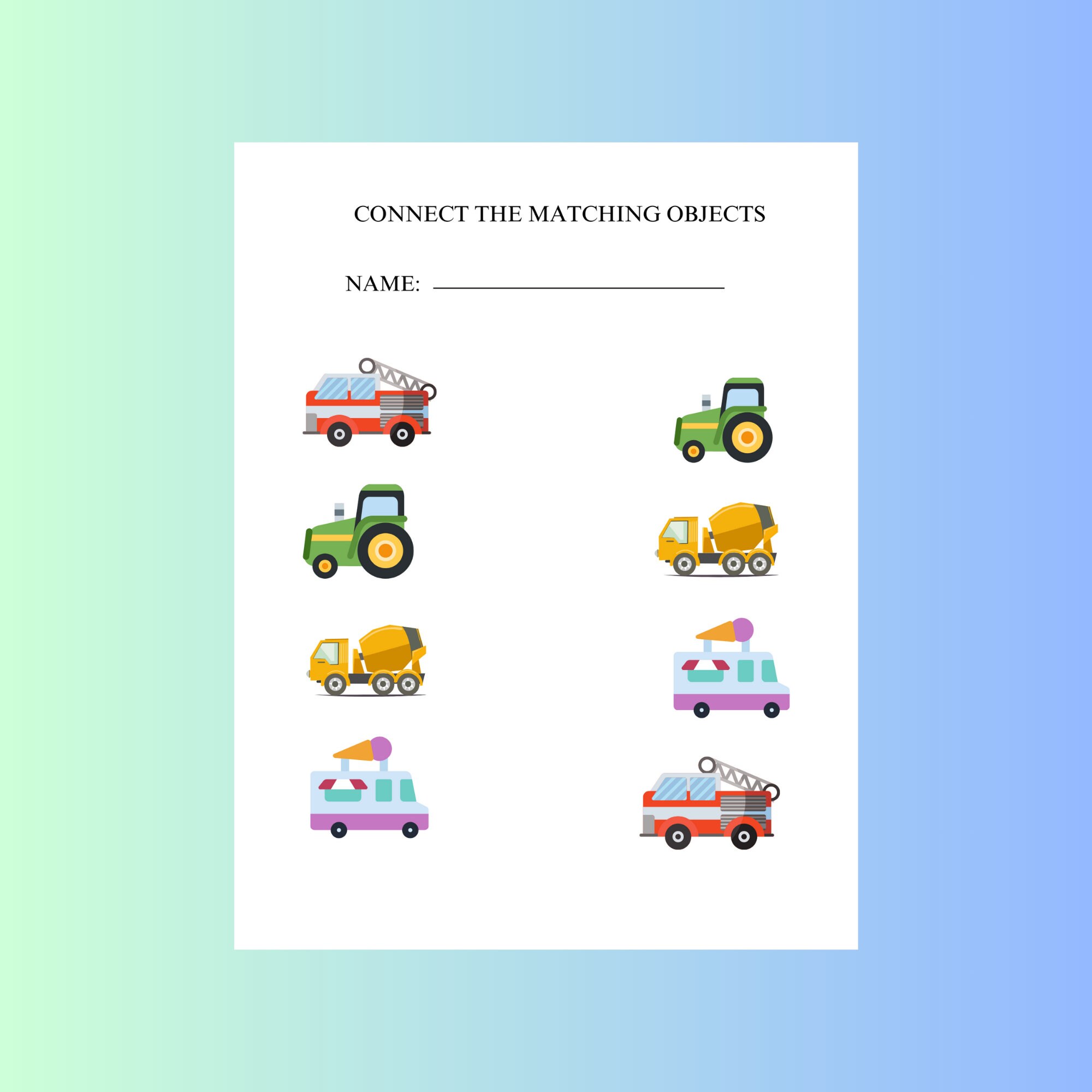 Digital Printable Matching Activity Worksheets Bundle - Etsy